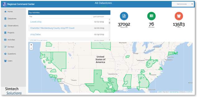 What regions are using Counting Us to support their HUD Point in Time counts? - PointinTime.info